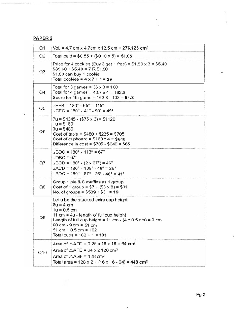 P5 Maths EOY 2023 Rosyth Exam Papers Ans | PDF