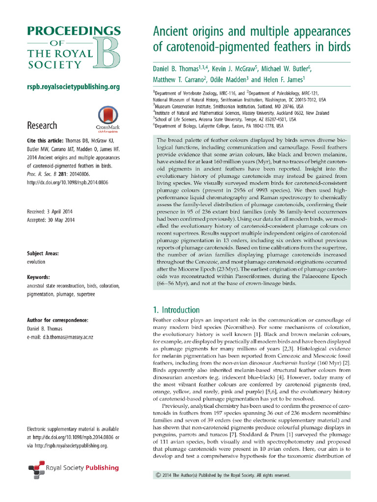 Ancient Origins and Multiple Appearances of Carotenoid-Pigmented ...
