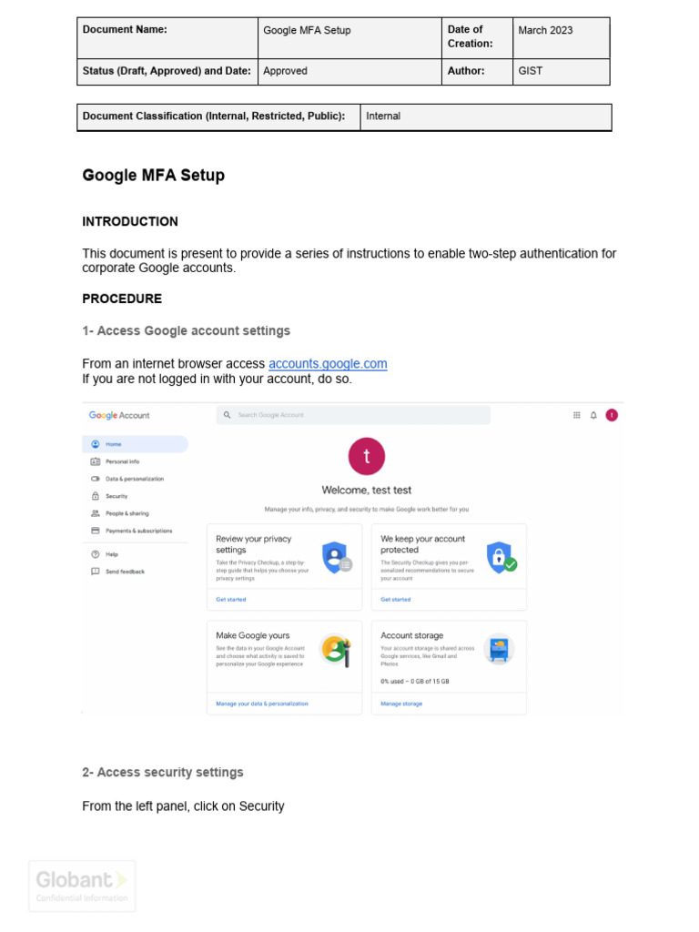 Google MFA Setup | PDF