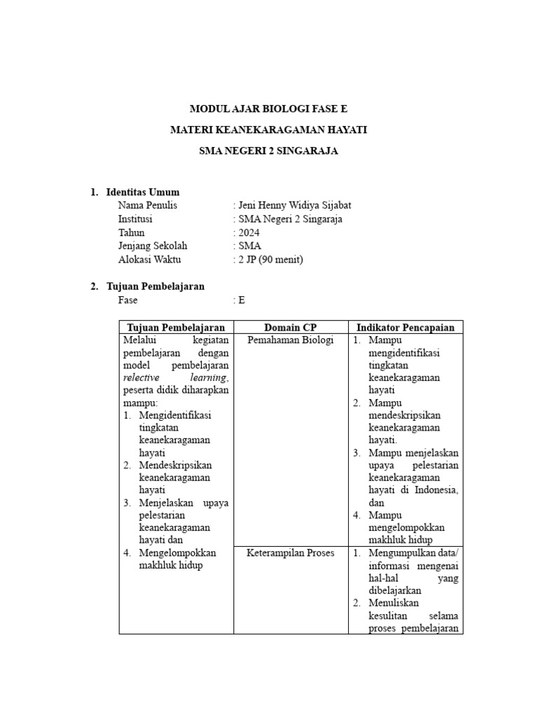 Modul Ajar Biologi Fase e | PDF