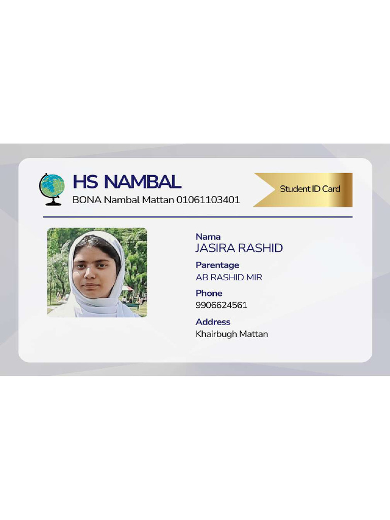 White Grey Simple Minimalist Student ID Card | PDF