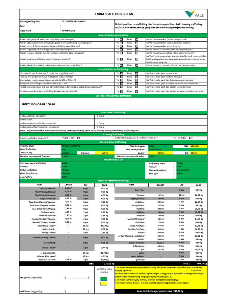 Form Scaffolding Plan: Hoist Monorail 100 KG | PDF