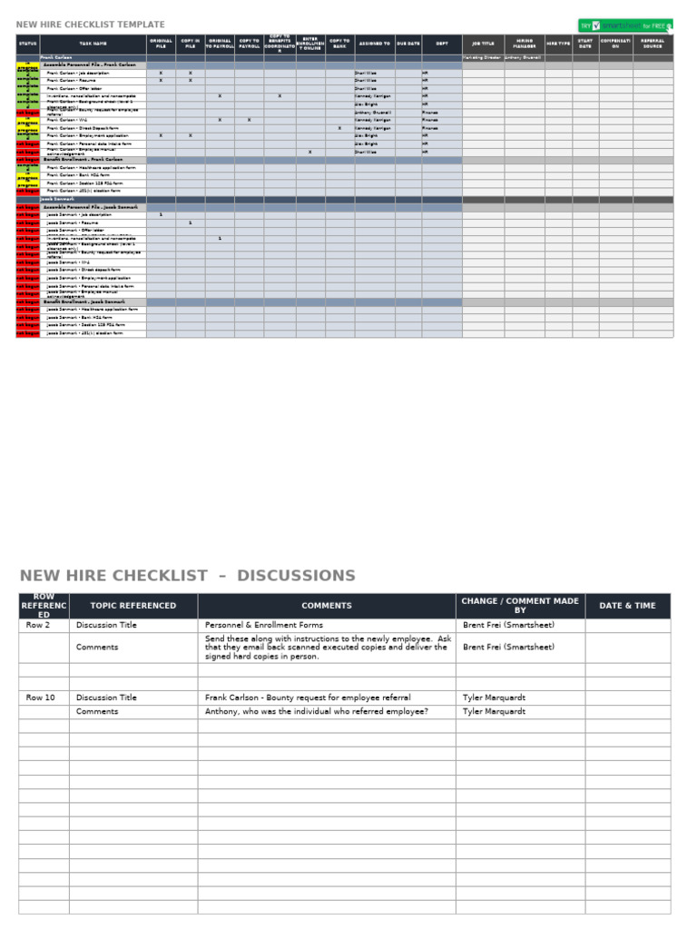 IC New Hire Checklist Template 8779 | PDF