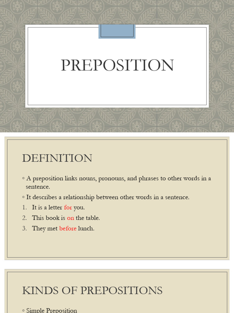 Preposition | PDF