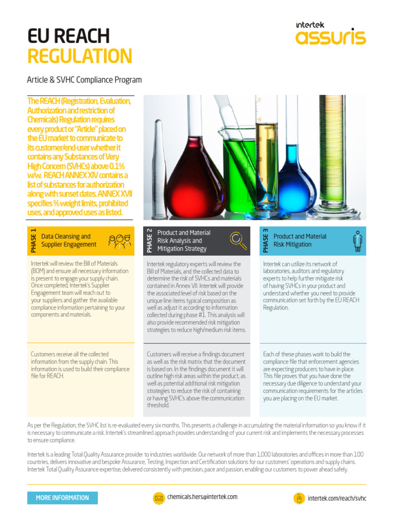 EU REACH Regulation - Article and SVHC Compliance (Global) - Assuris ...
