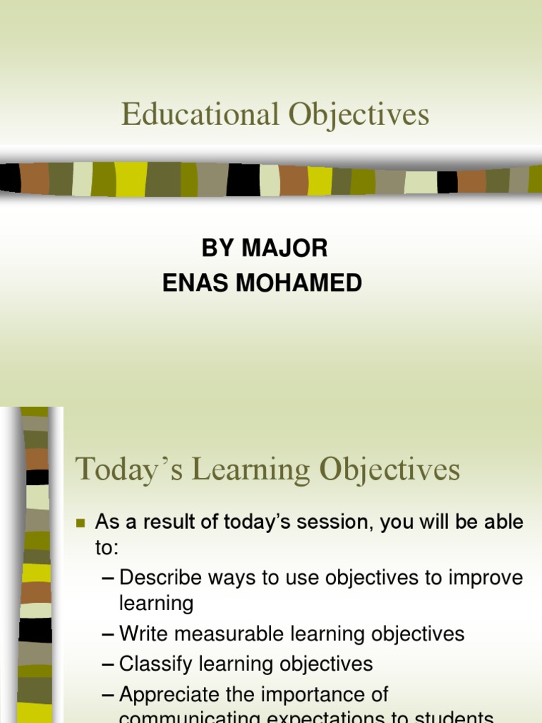 Educational Objectives: by Major Enas Mohamed | PDF | Goal ...