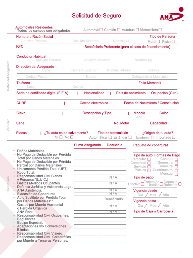 Solicitud de Seguro Autos | PDF
