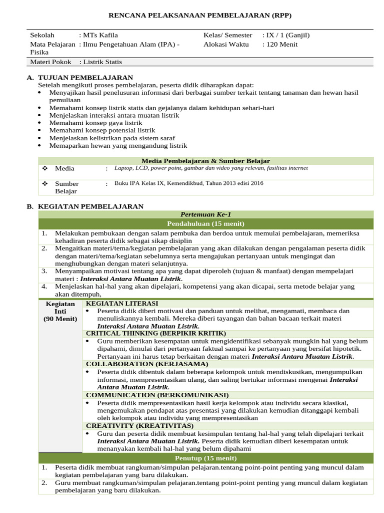 Contoh Format RPL | PDF