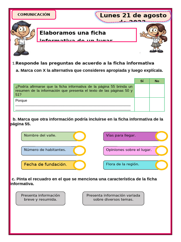 Ficha Com 21 Agos Elaboramos Una Ficha Informativa de Un Lugar | PDF