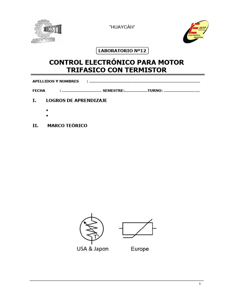 Lab Nº12 - Control Electronico Con TERMISTOR - MOTOR TRIFASICO - PDF | PDF Lab Nº12 - Control Electronico Con TERMISTOR - MOTOR TRIFASICO - PDF | PDF
