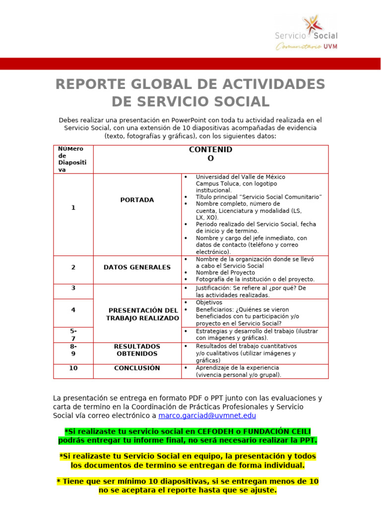 Reporte Global de Actividades - SS | PDF