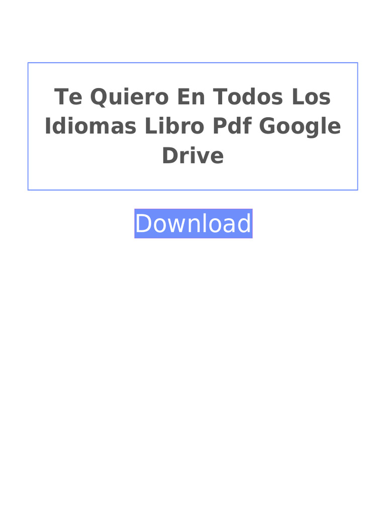 Te Quiero en Todos Los Idiomas Libro PDF Google Drive | PDF