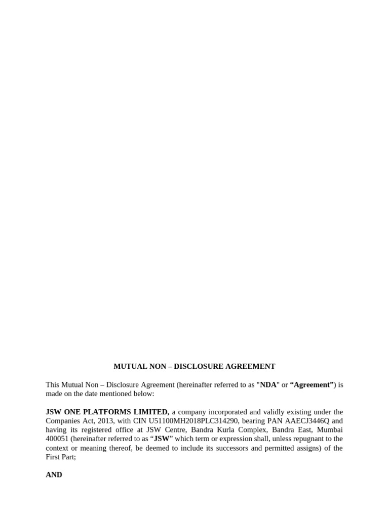 Mutual Non-Disclosure Agreement Template | PDF | Arbitration | Non ...