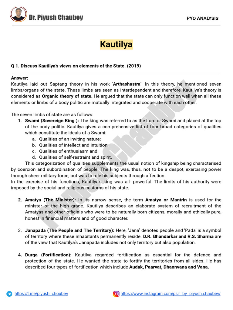 Piyush Chaubey: Kautilya | PDF