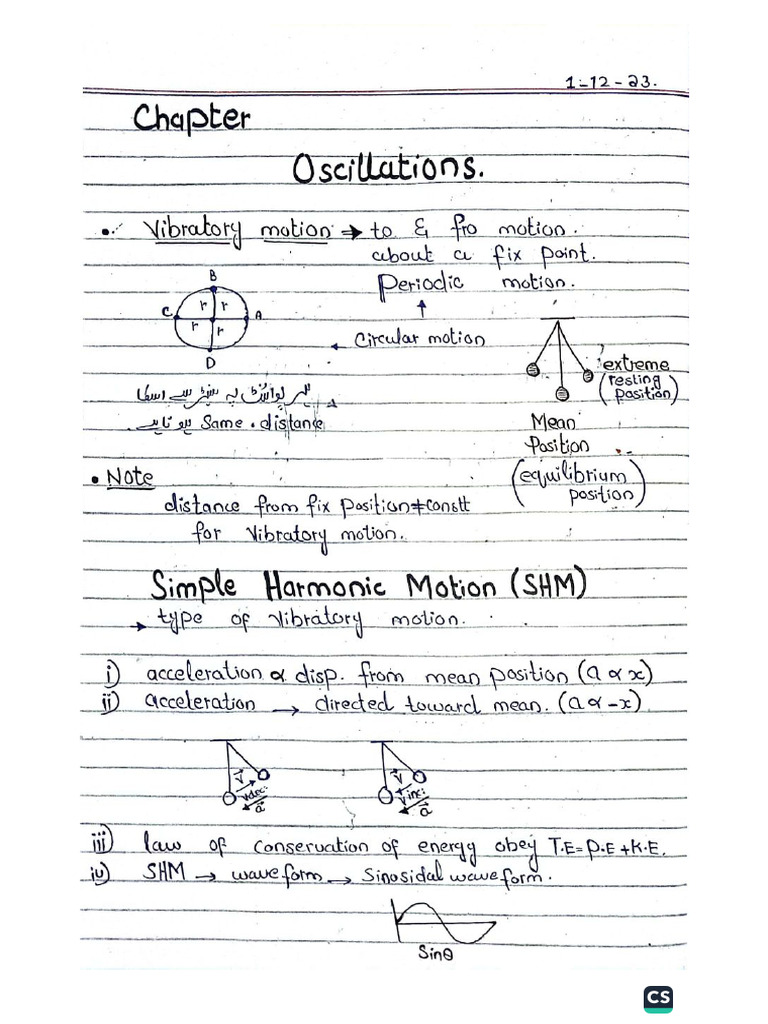 Oscillation Physics in Seconds Notes.01-04-2024 | PDF