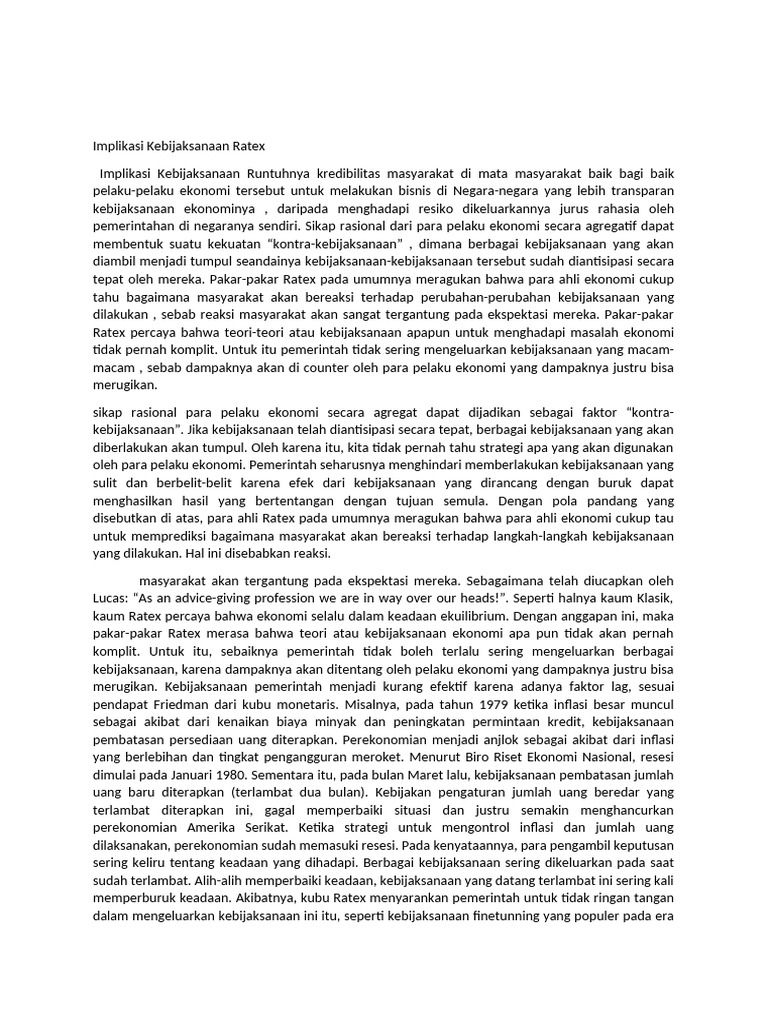 Implikasi Kebijaksanaan Ratex | PDF