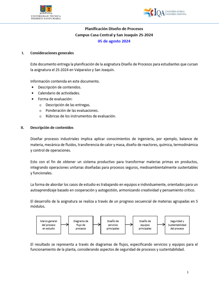 Planificación Diseño de Procesos - 2S-2024 - v2 | PDF