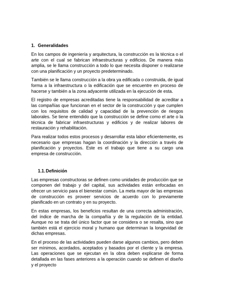 Capitulo I - Unidad Analisis Sector Construccion | PDF