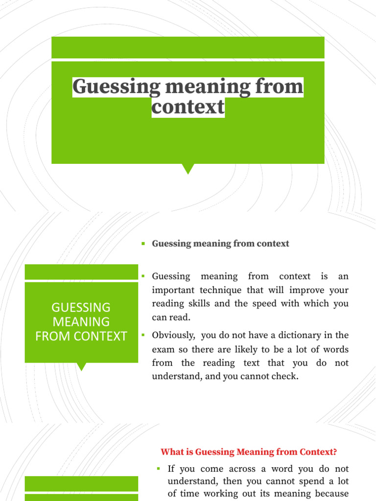 Guessing Meaning From Context | PDF