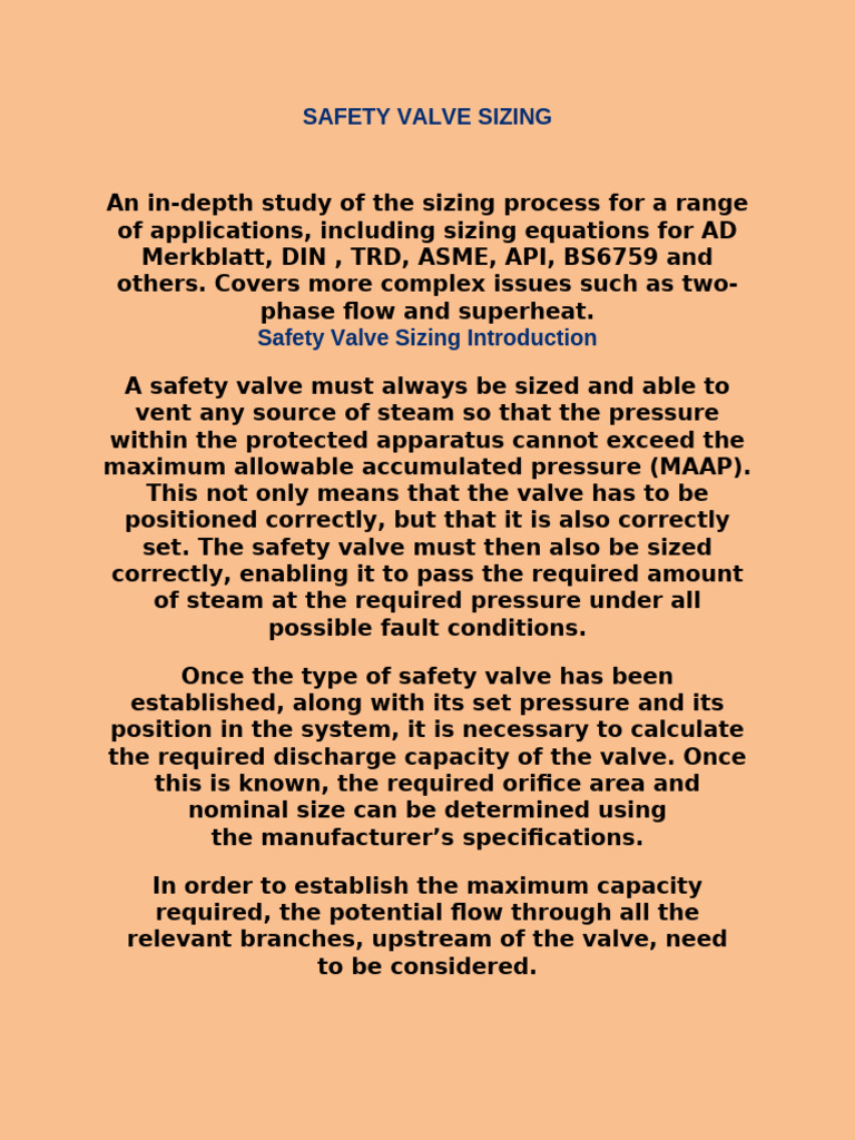 Safety Valve Sizing | PDF