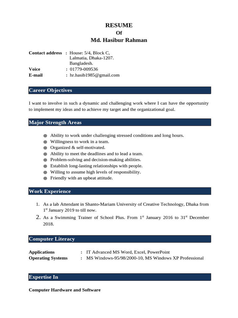 CV of Hasib (1) | PDF