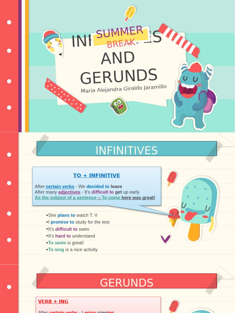 Infinitives and Gerunds Verb Patterns Activities With Music Songs Nursery Rhymes Fun Act 140092 ...