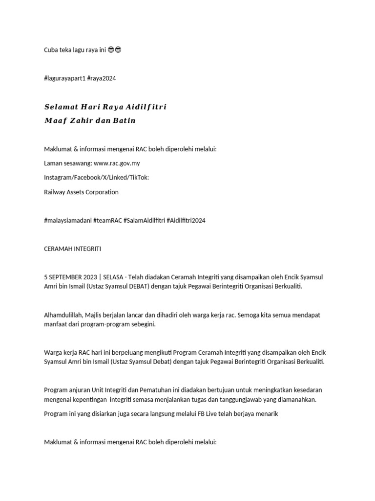 Contoh Kapsyen | PDF