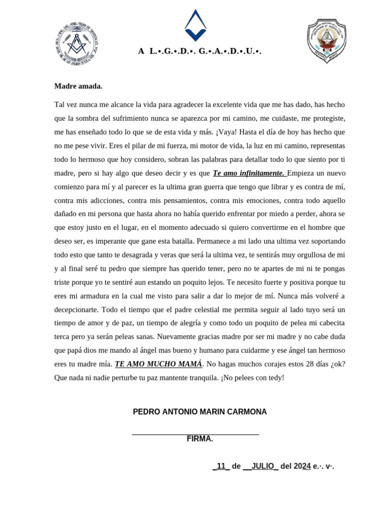Carta A Mama Pdf