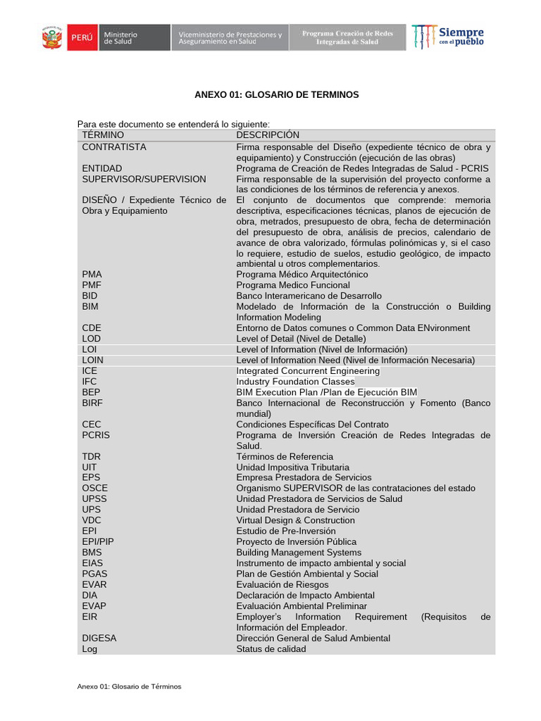 Anexo 01 Glosario de Terminos | PDF