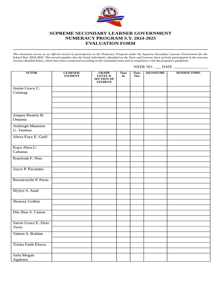 Math Tutor Evaluation Form | PDF