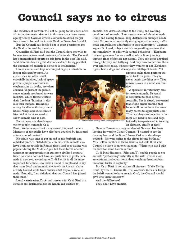 Circus Feature Article - Council Says No To Circus | PDF