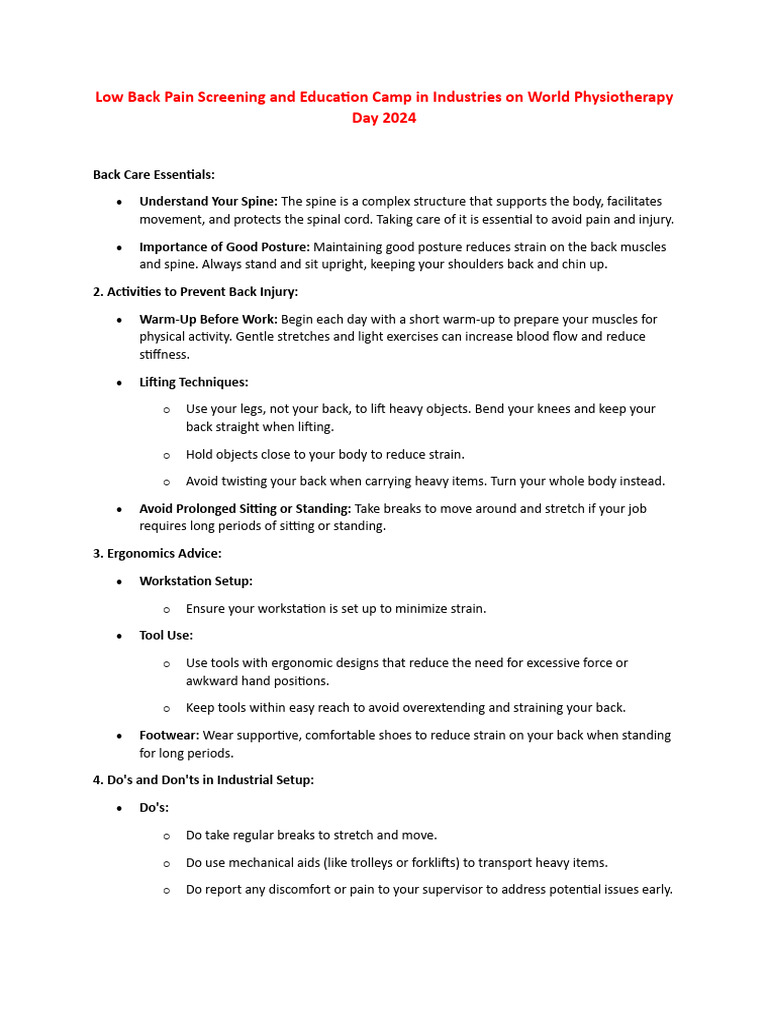 Back Care Essentials | PDF