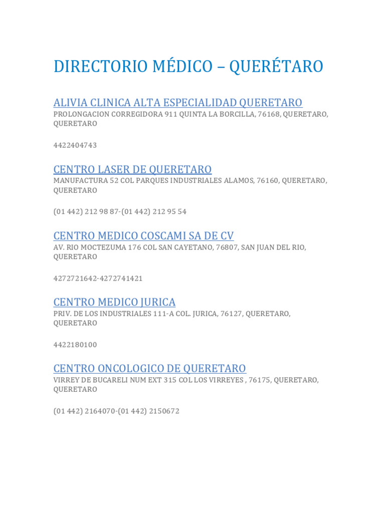 Directorio Médico - Querétaro | PDF