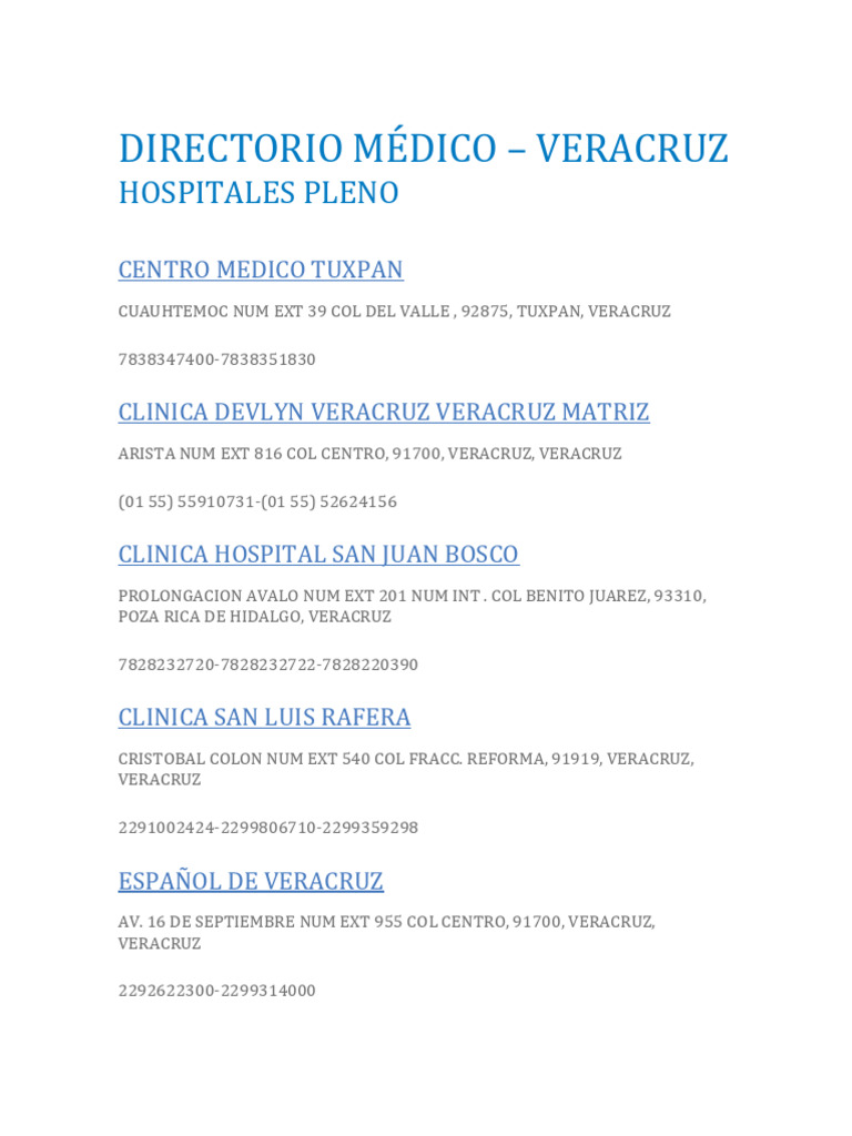 Directorio Médico - Veracruz | PDF