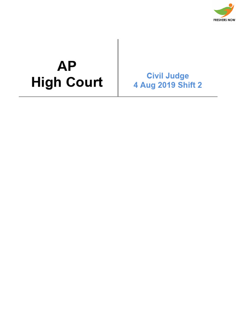 AP High Court Civil Judge 4th Aug 2019 Sift 2 Old Question Paper | PDF