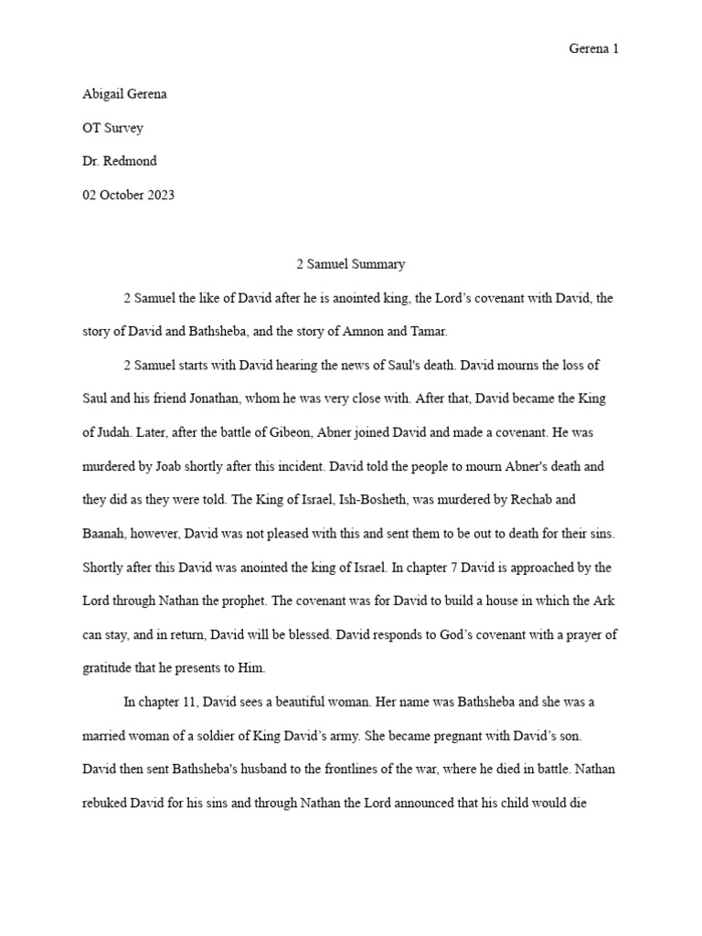2 Samuel Summary | PDF