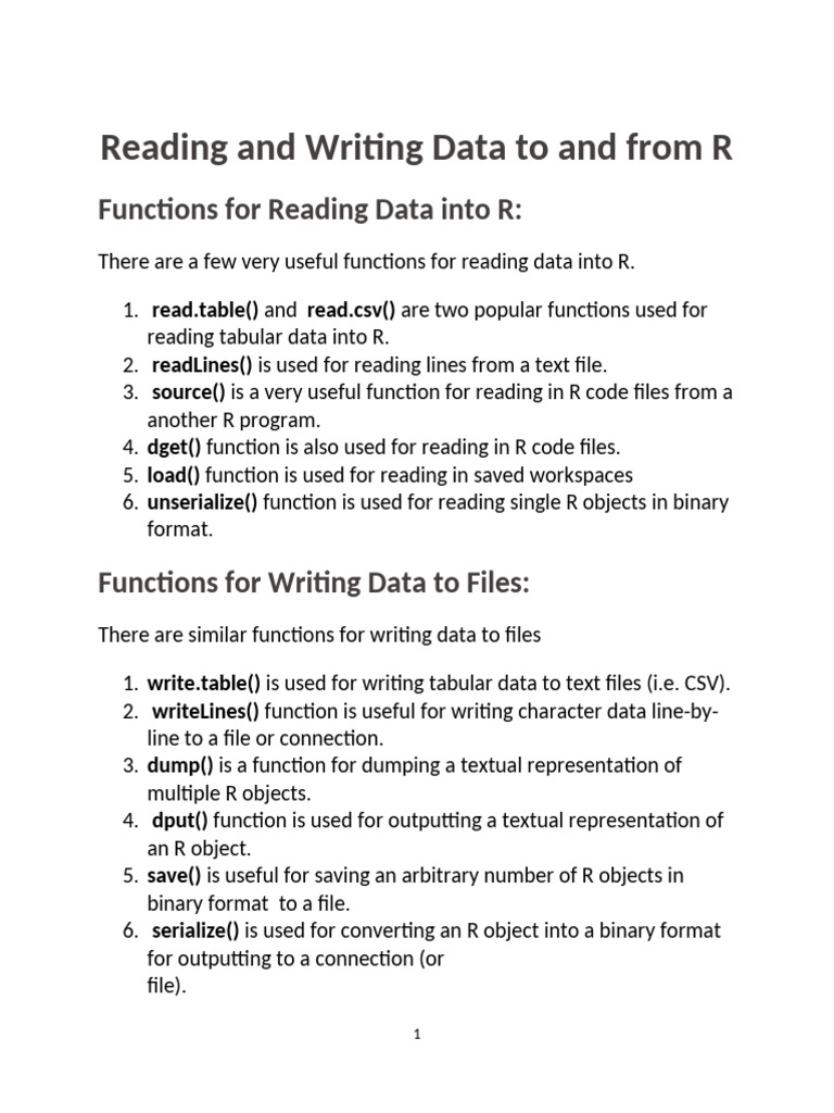 R Programming UNIT 5 | PDF