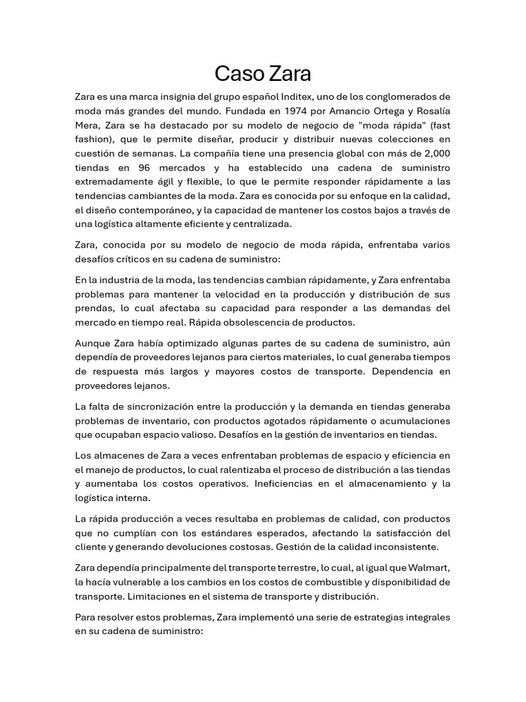 Estrategias de Zara en Moda Rápida | PDF | Logística | Negocios