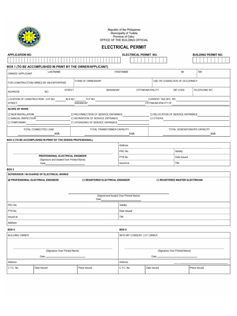 Electrical Permit Form | PDF