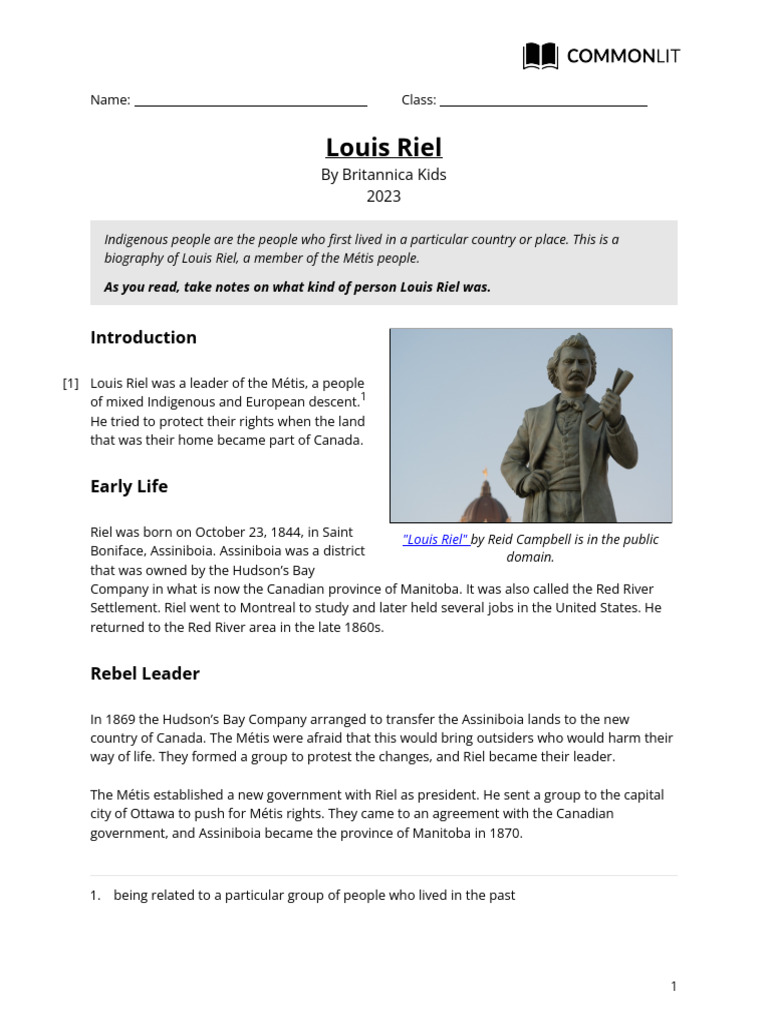 Louis Riel-Student | PDF