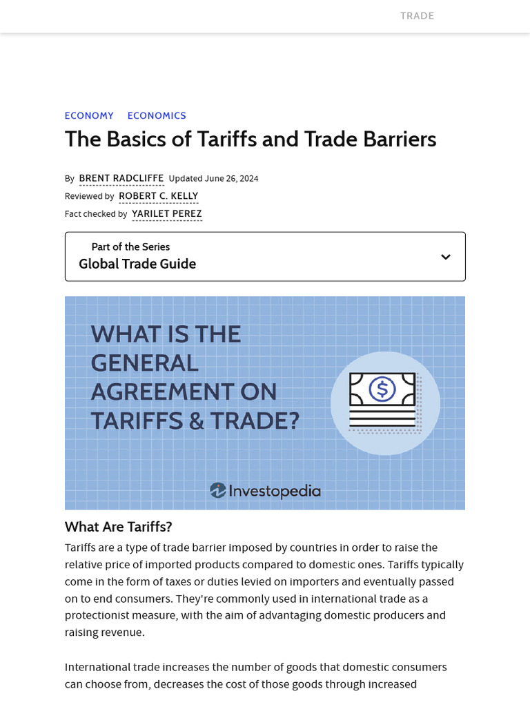The Basics of Tariffs and Trade Barriers | PDF