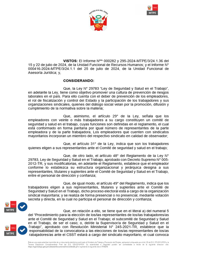 Resolucion Directoral 000162 2024 Mtpe - 3 - 24 1 | PDF