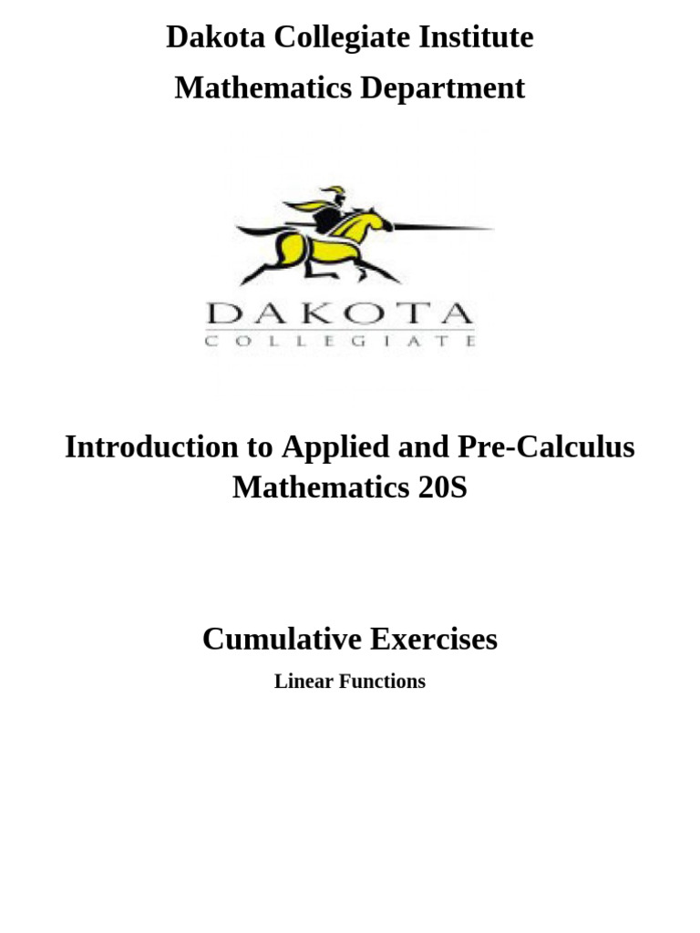 Linear Functions Cumulative Exercises | PDF