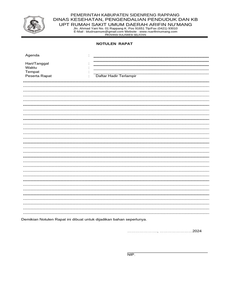 NOTULEN RAPAT - WA - 1 Lembar | PDF