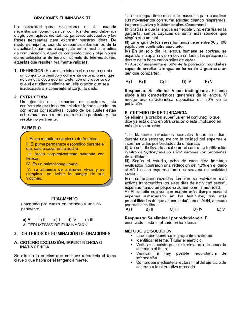 Oraciones Eliminadas | PDF
