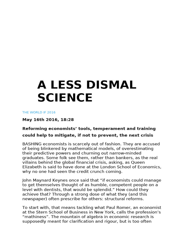 A Less Dismal Science | PDF