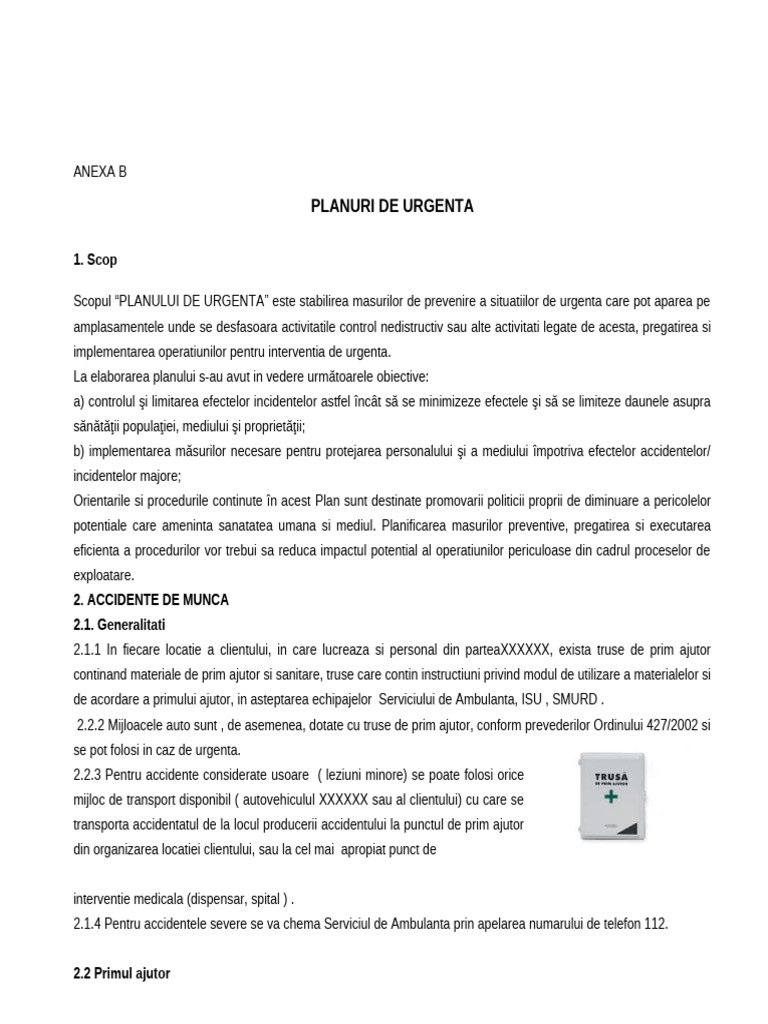 Anexa B - Planuri de Urgenta | PDF | Ciencias sociales | Ciencia y ...
