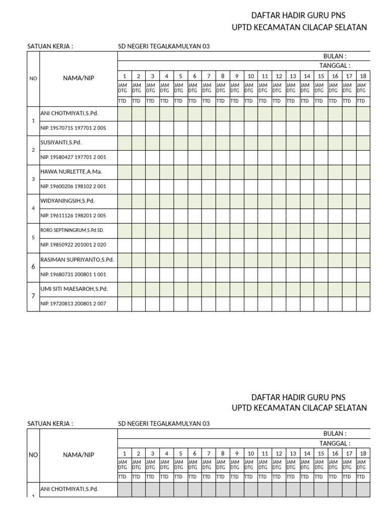 Absen Guru 2021 2022 | PDF