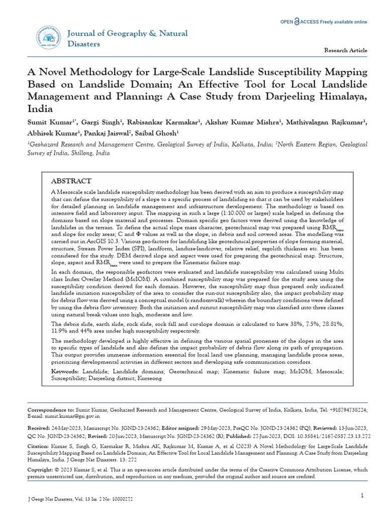 A Novel Methodology For Largescale Landslide Susceptibility Mapping ...