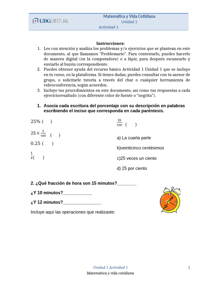 Actividad 1 Unidad 1 | PDF | Métodos y materiales de enseñanza ...
